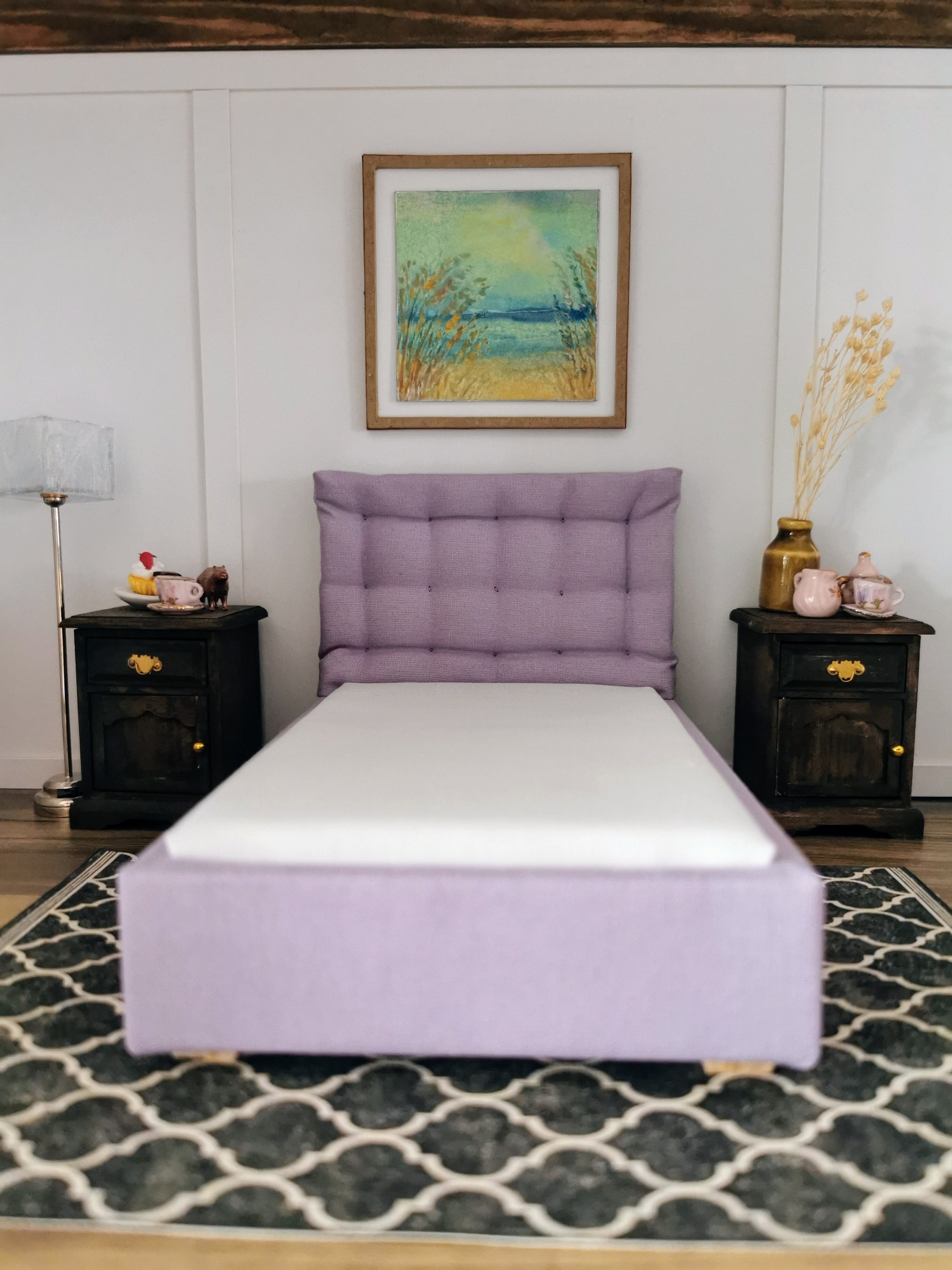 Single Bed with Tufted Headboard in 1:12th Scale | Made To Order | Han ...